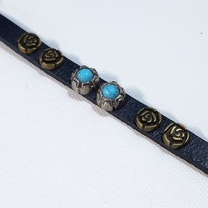 Jewelry | Handmade Leather Faux Turquoise Belt Cuff Bracelet | Poshmark